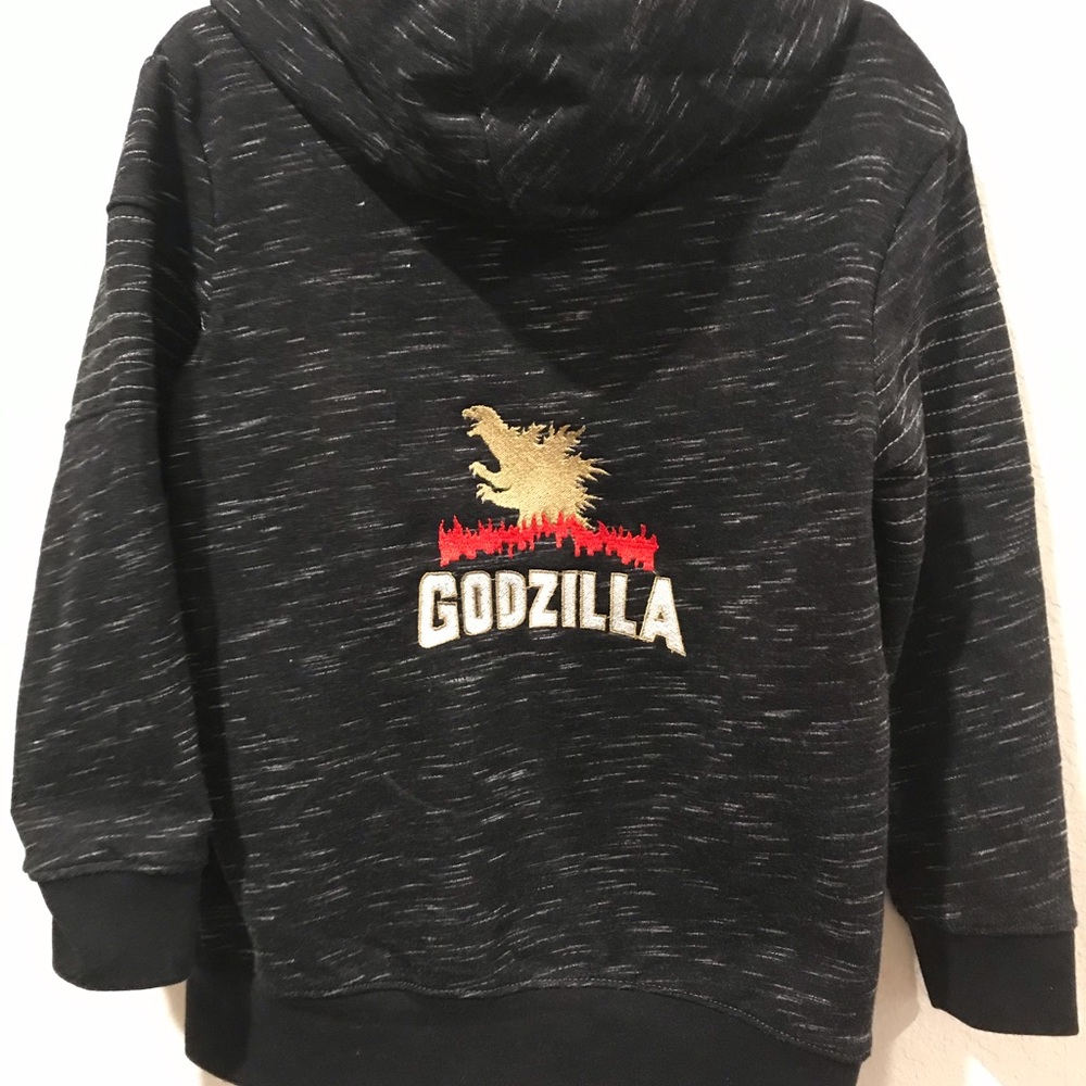 Kids Godzilla Embroidered Zip Up Hoodie Jacket - Gem